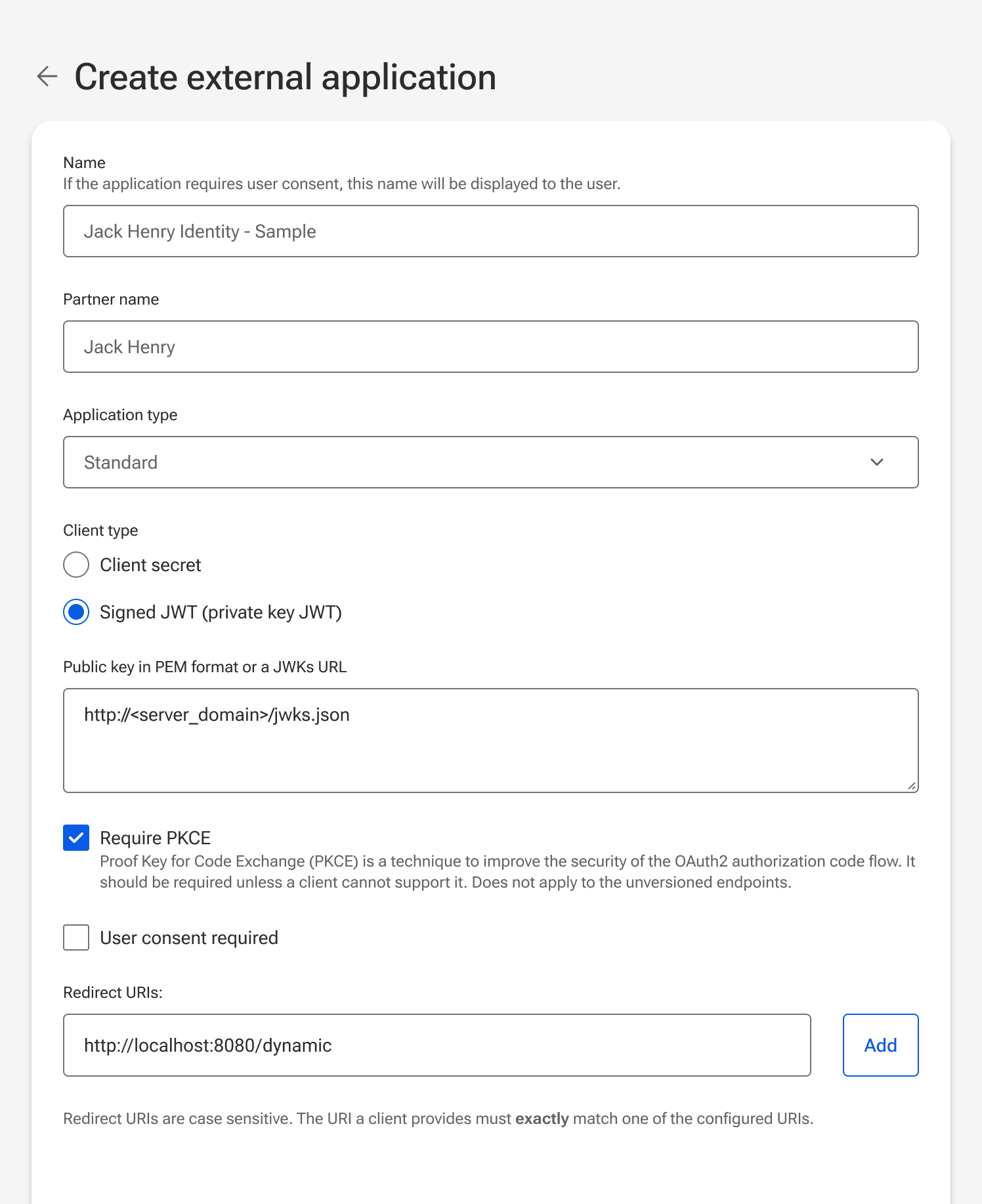 Configuration | Authentication Framework | Jack Henry Docs