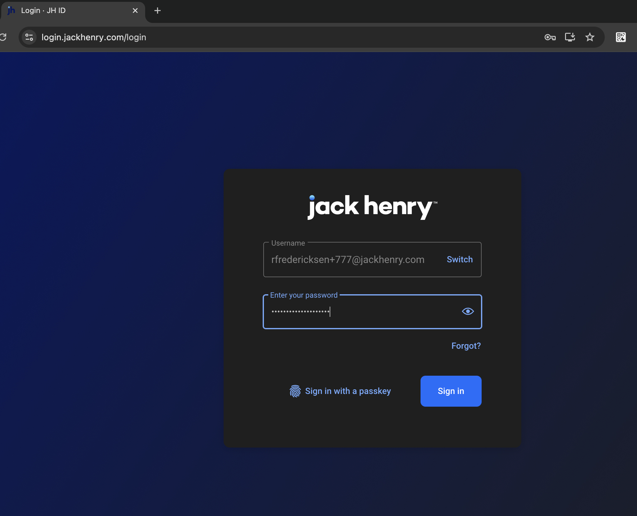 Login | Authentication Framework | Jack Henry Docs