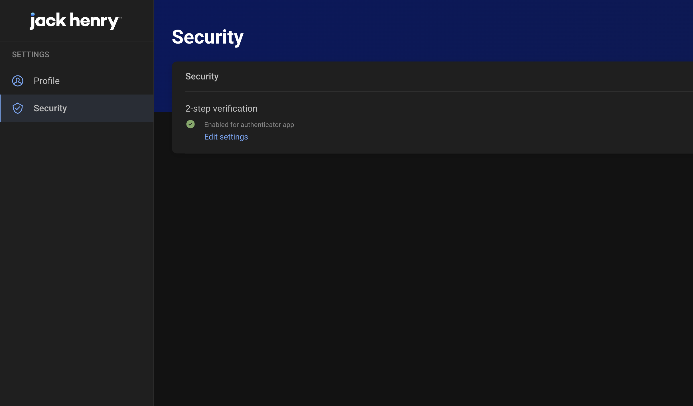 Profile and Security | Authentication Framework | Jack Henry Docs