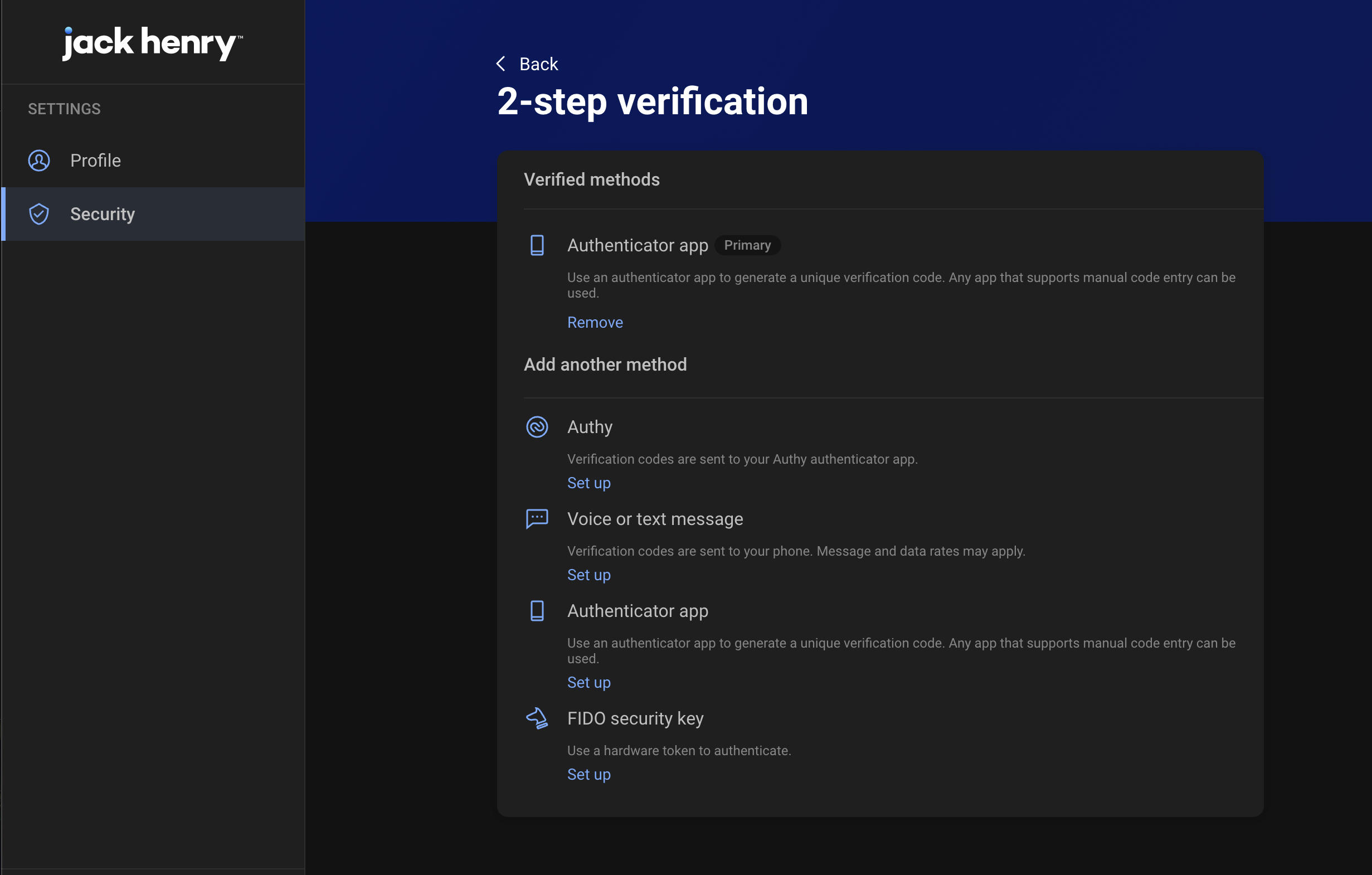 Profile And Security Authentication Framework Jack Henry Docs